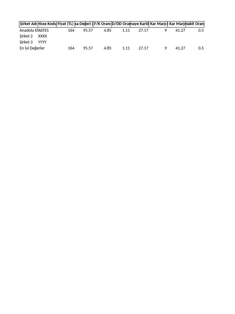 Sirket Karsilastirma | PDF