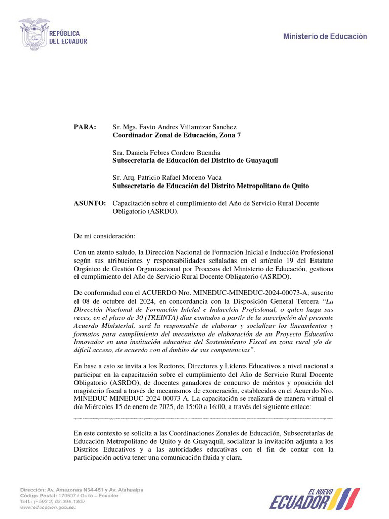 Mineduc Sdpe 2025 00010 M | PDF | Ecuador