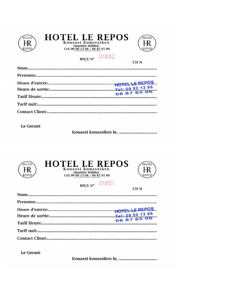 Recu Hotel | PDF