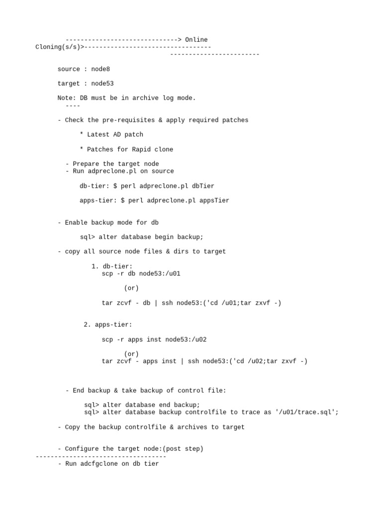 8-user managed online cloning handout | PDF | Backup | Databases