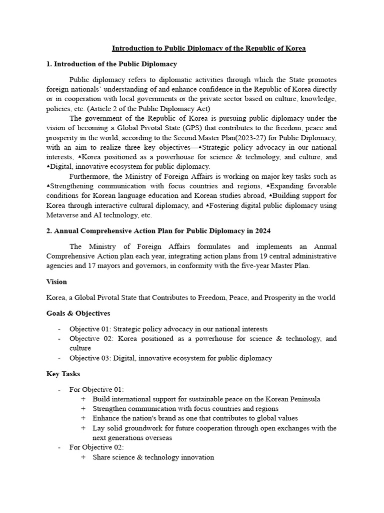 Introduction to Public Diplomacy of the Republic of Korea | PDF | Diplomacy | Public Diplomacy