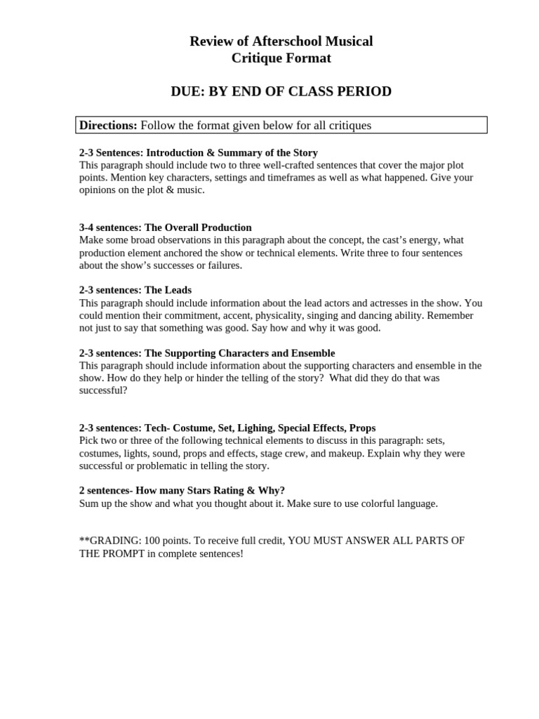 Big Musical Critique | PDF