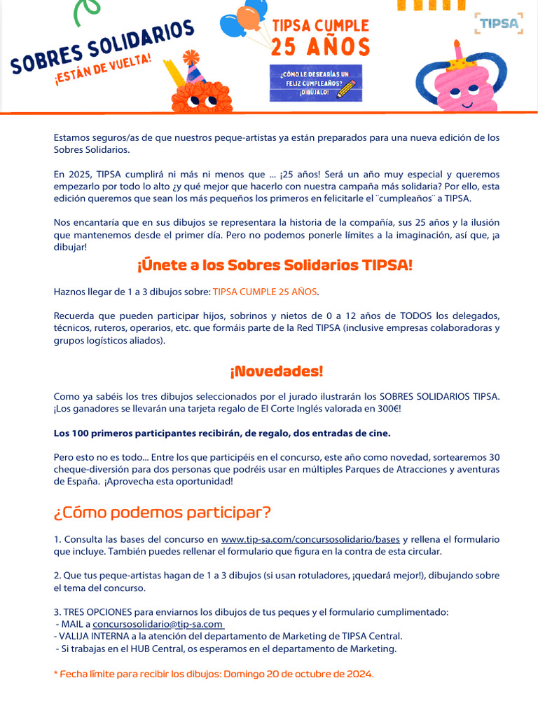 Formulario Concurso Sobres Solidarios TIPSA 202425 - 202410041706379nUBFe8 | PDF