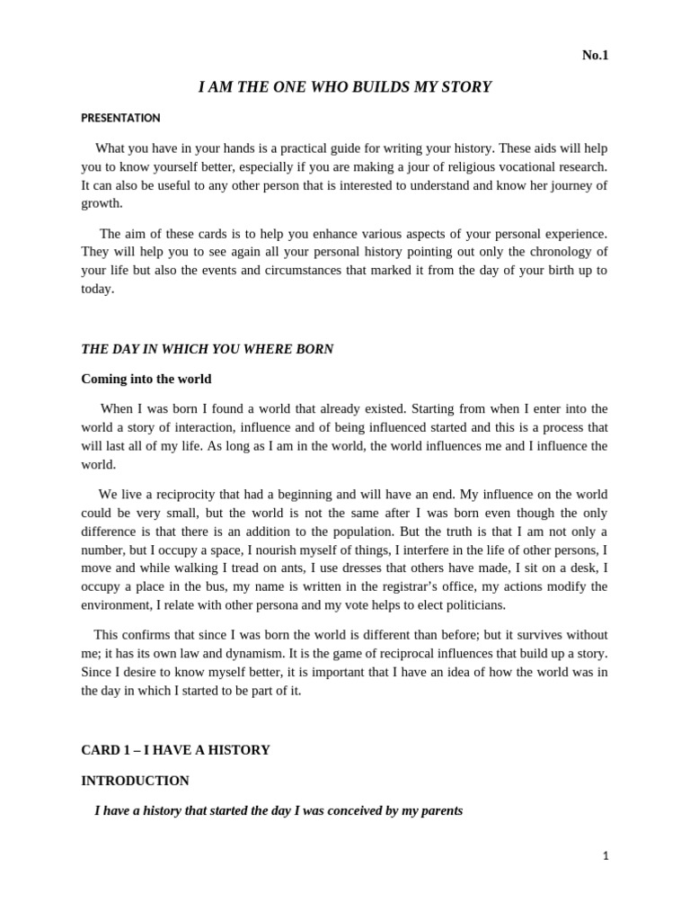 I Am The Who Buids My Story No. 1 | PDF | Cognition | Social Psychology