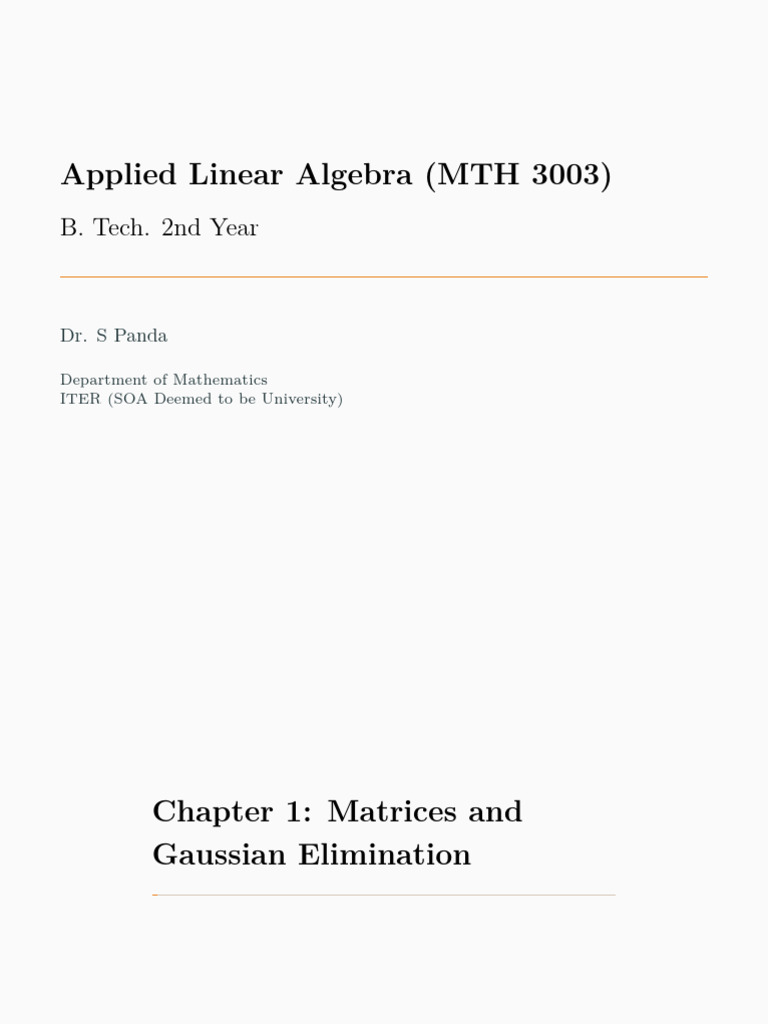 Applied Linear Algebra MTH 3003 29aug | PDF | Applied Mathematics ...