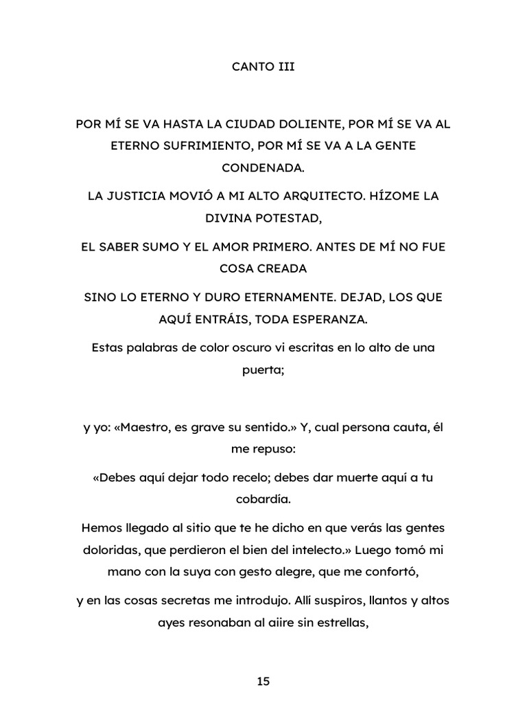 Viaje al Infierno: Canto III de Dante | PDF | Creencia religiosa y doctrina