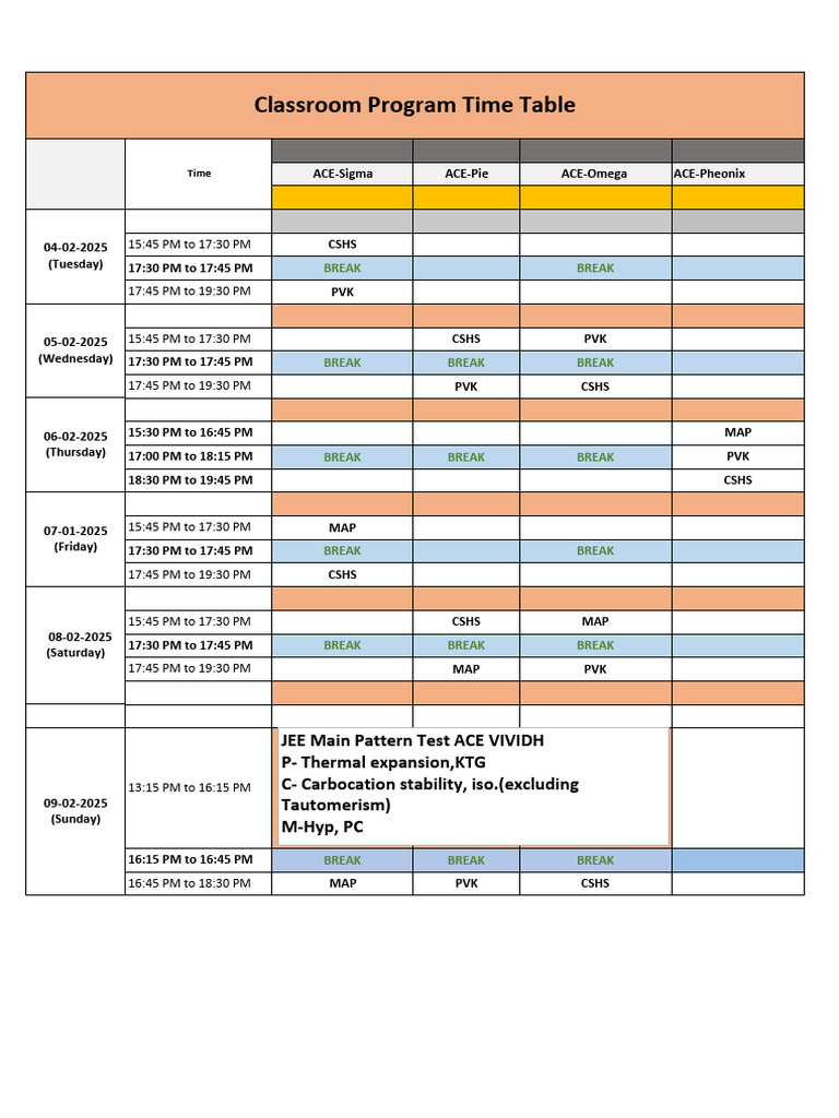 ACE Tutorials Exam Timetable 2025 | PDF