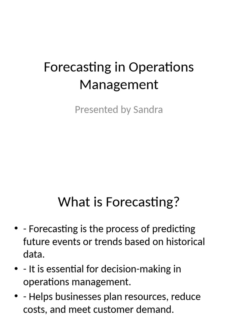 Forecasting in Operations Management | PDF