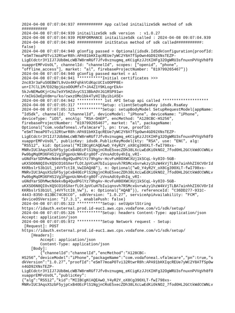 SDK Initialization Log for iOS App | PDF | Ios | Computer Security