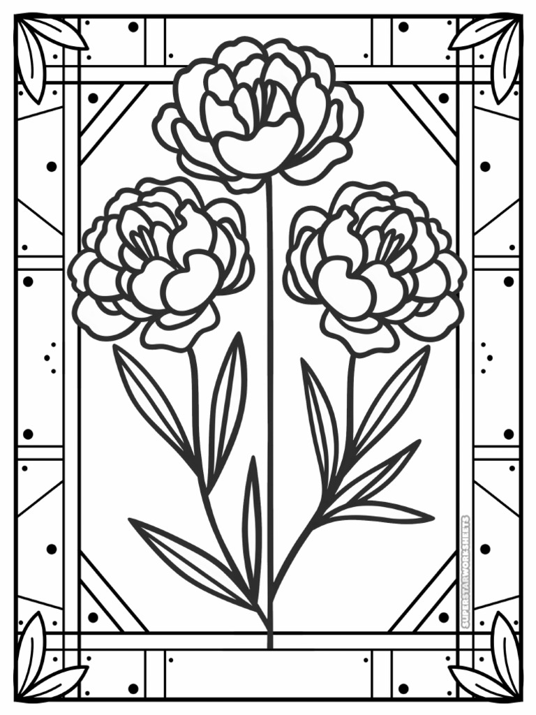 Pretty Flowers Coloring Page | PDF