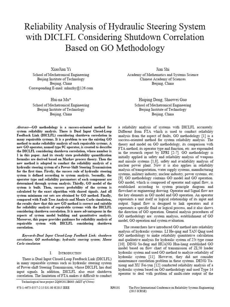 Reliability Analysis of Hydraulic Steering System With DICLFL Considering Shutdown Correlation ...