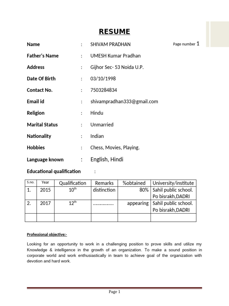 Shivam Pradhan Resume Overview | PDF