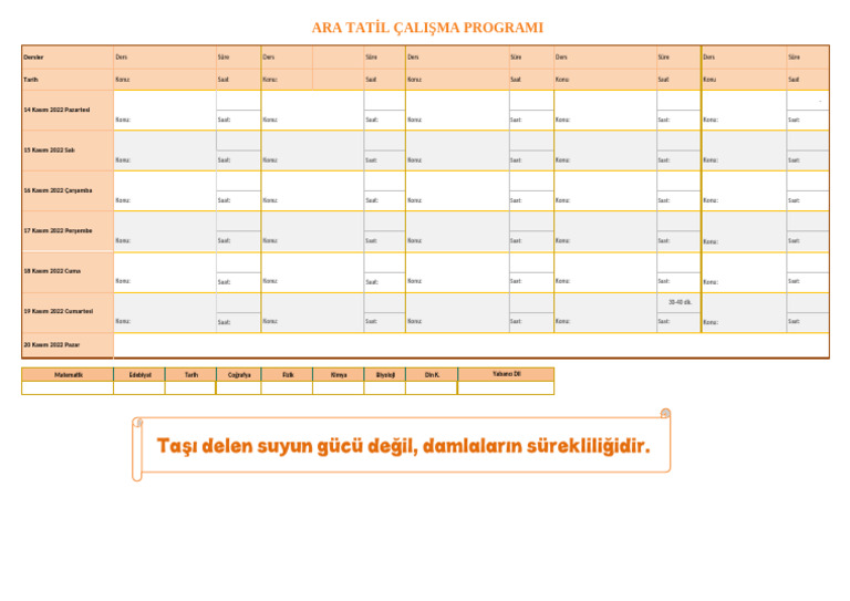 9-10-11.sinif Calisma Programi - PDR | PDF