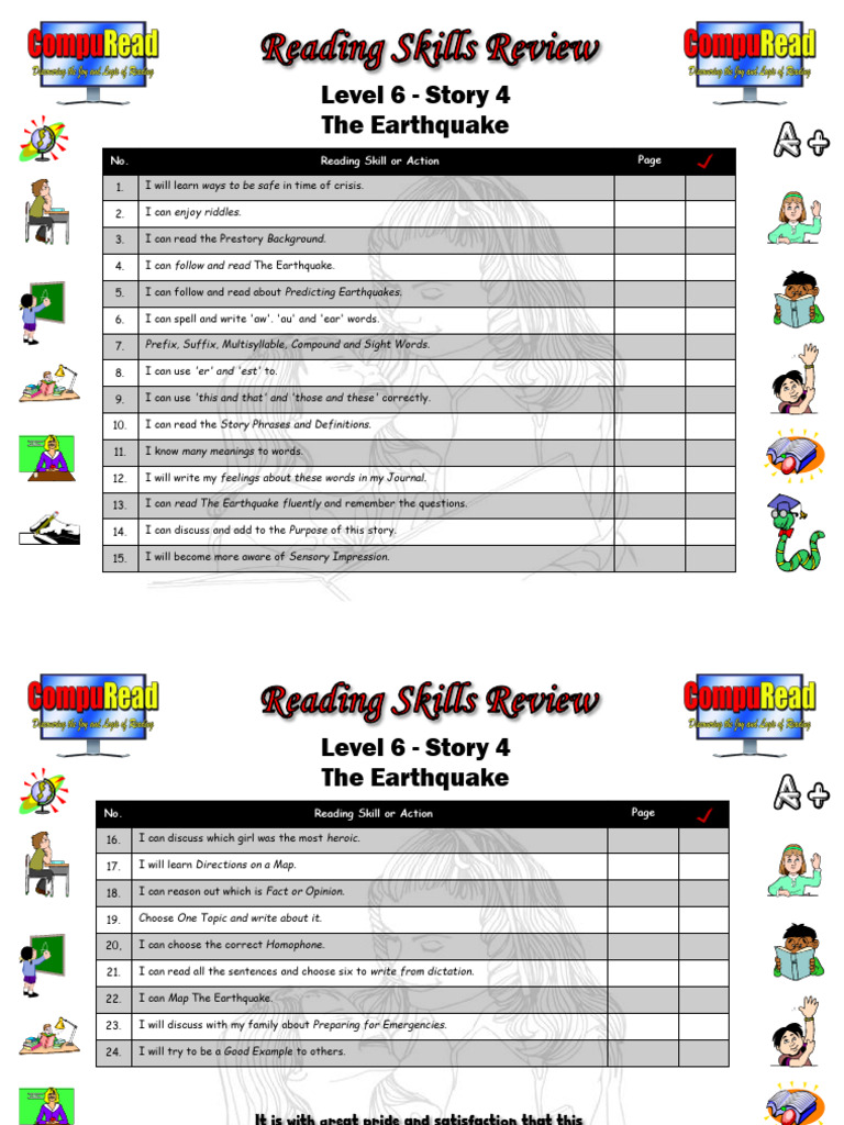 Earthquake Reading Skills Review | PDF