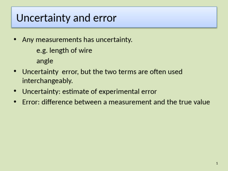 Uncertainty And Error Pdf