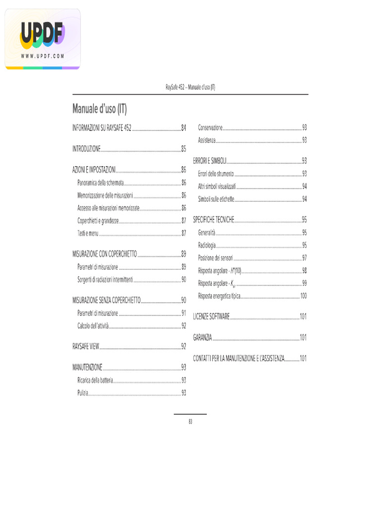 Manuale RAYSAFE 452 | PDF