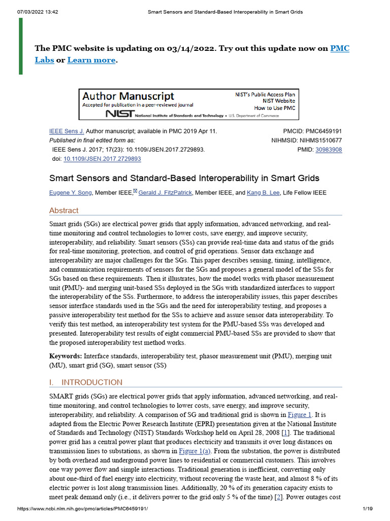 Smart Sensors in Smart Grid Interoperability | PDF | Electrical ...