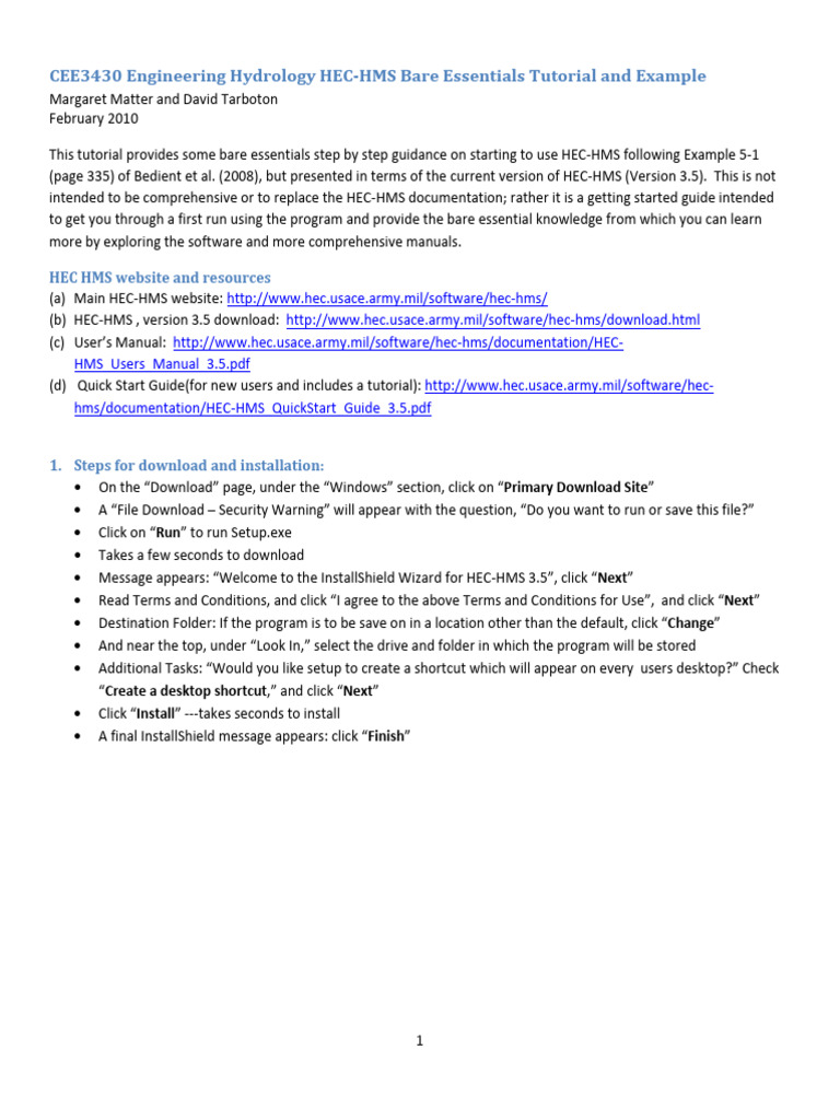 HEC HMSExampleTutorial | PDF | System Software | Computing