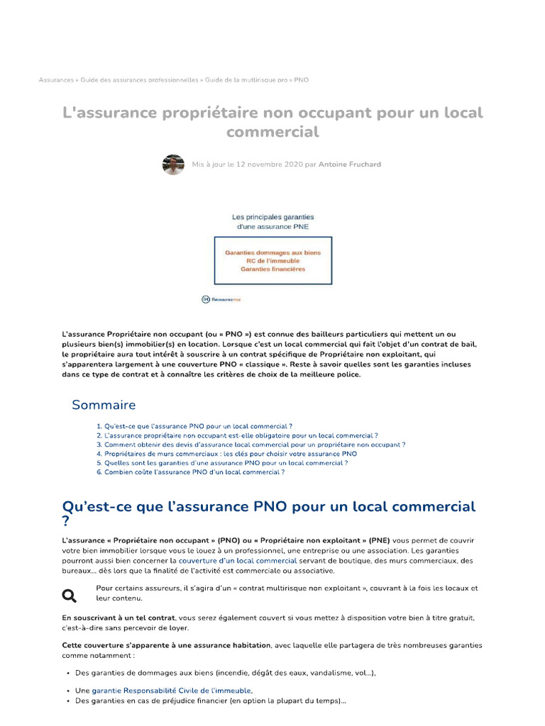 Quelle Assurance PNO Ou CNO Pour Un Local Commercial - Hors Et Dans Une ...