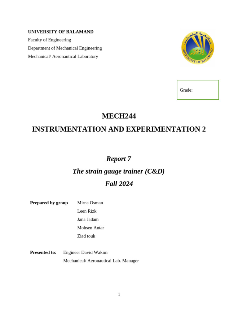 MECH244 - The Strain Gauge Trainer (C&D) - Group 3 | PDF | Deformation (Engineering) | Stress ...