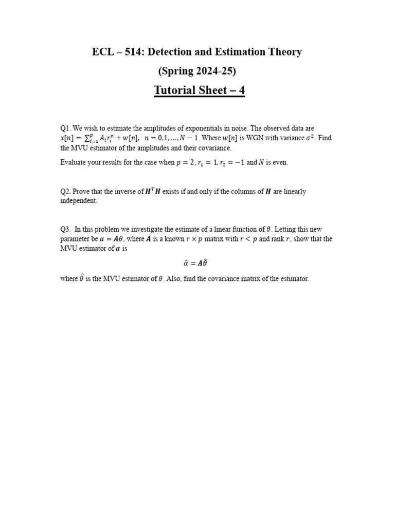ECL 514: MVU Estimation Techniques | PDF