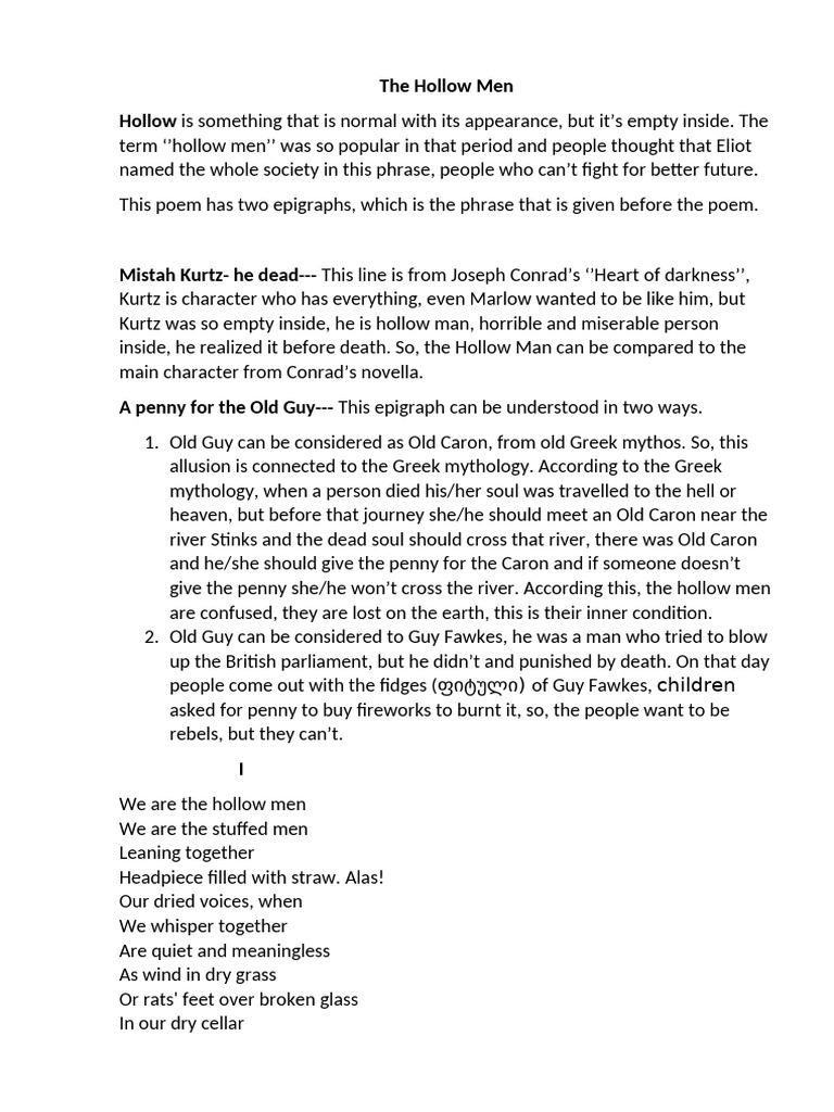 Understanding Eliot's "The Hollow Men" | PDF