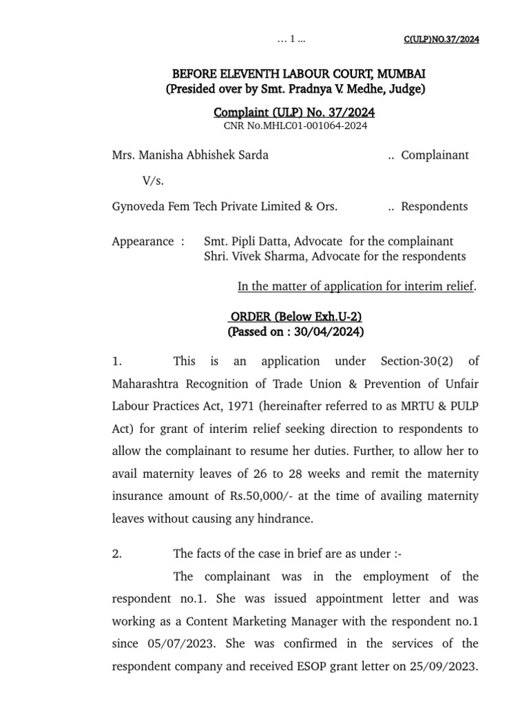 Order 30.4.2024 Labour Court | PDF | Arbitration | Strike Action
