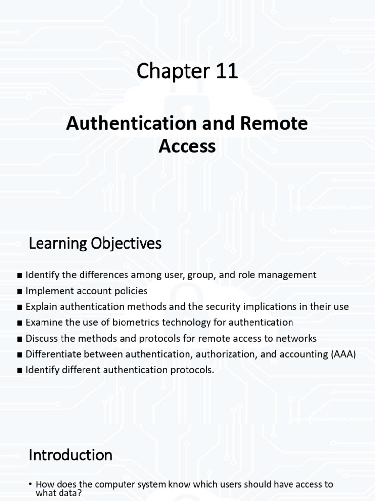 Chapter 11 Authentication and Remote Access_Students Version | PDF | File Transfer Protocol ...