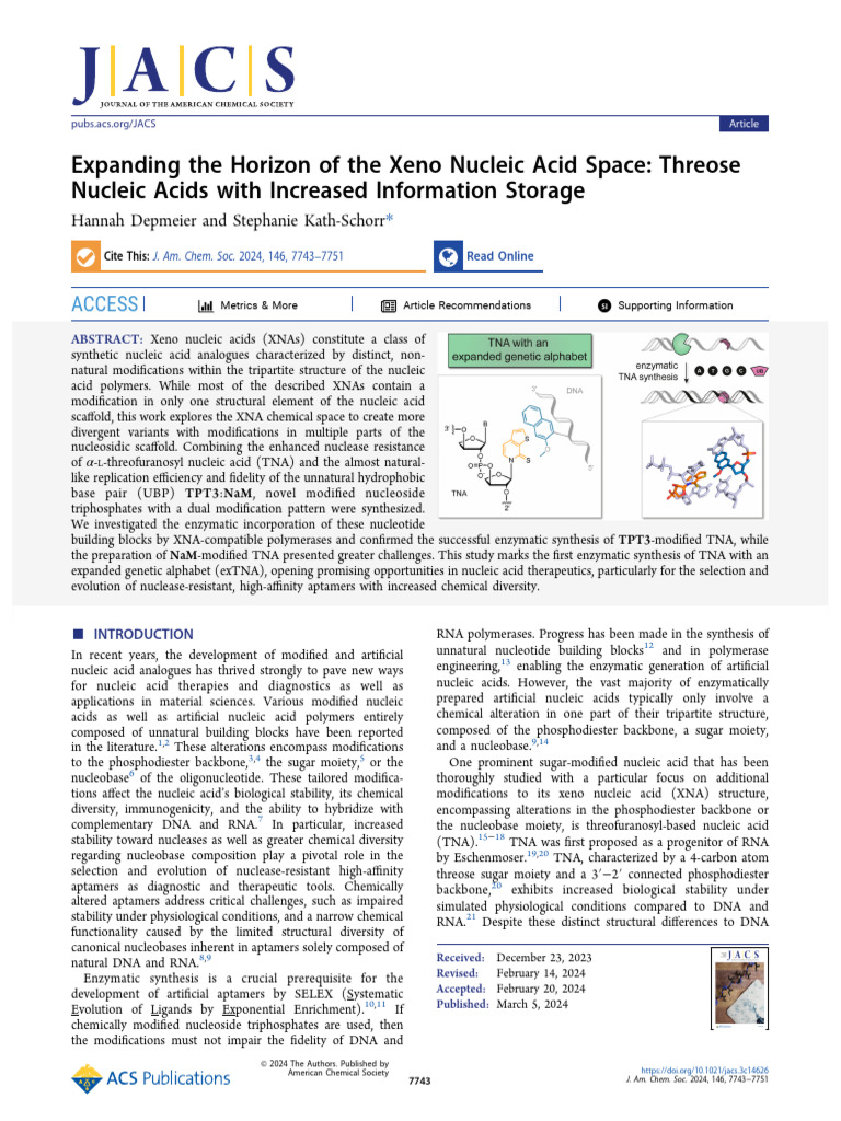Depmeier Kath Schorr 2024 Expanding the Horizon of the Xeno Nucleic Acid Space Threose Nucleic ...