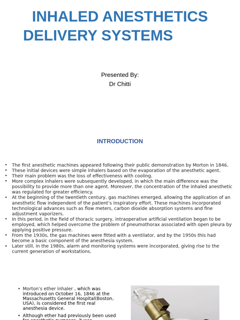 inhaled anesthetic delivery systems | PDF | Evaporation | Gases