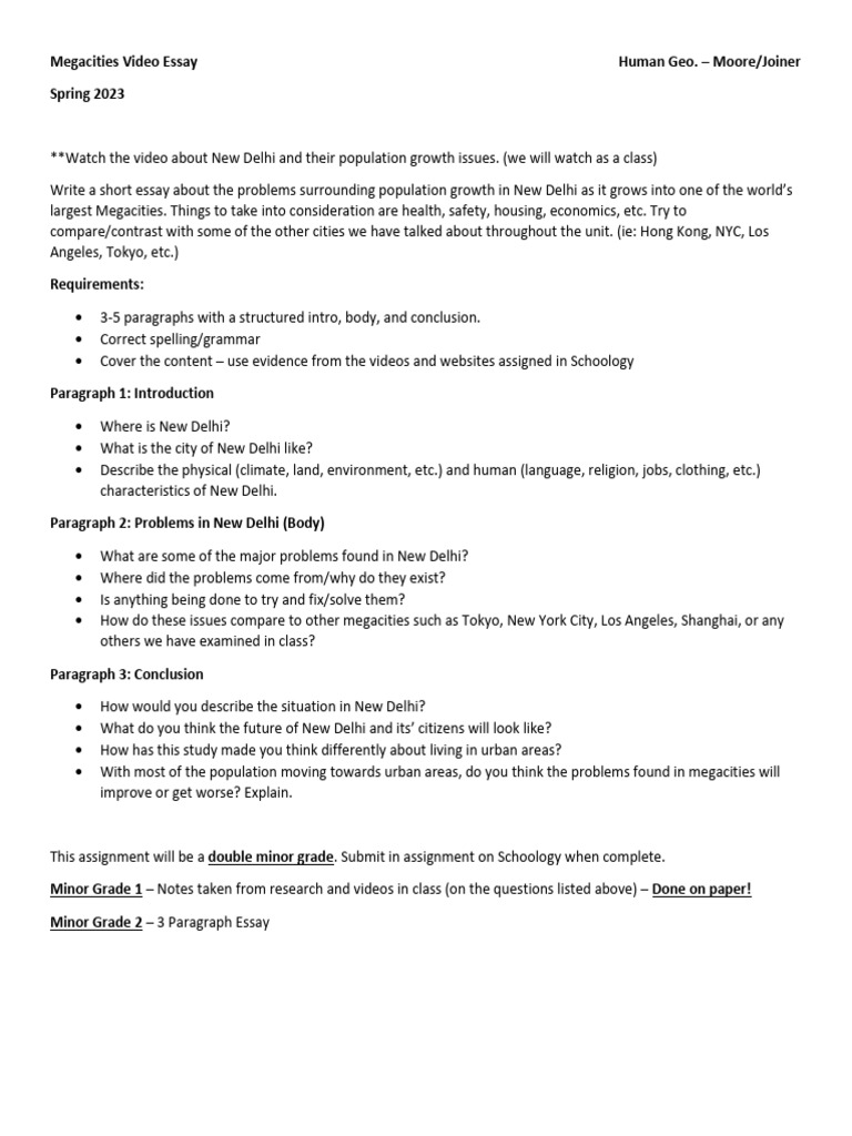Megacities Essay 2023 | PDF
