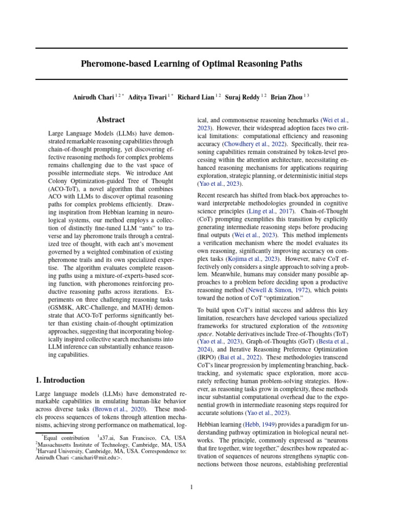 Pheromone-Based Learning of Optimal Reasoning Paths | PDF ...