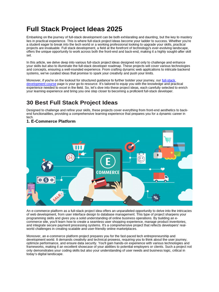 Full Stack Project Ideas 2025 | PDF | Web Development | Dynamic Web Page