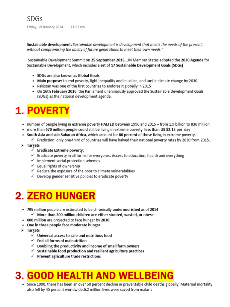 5 SDGs - Global | PDF | Natural Environment | Economies