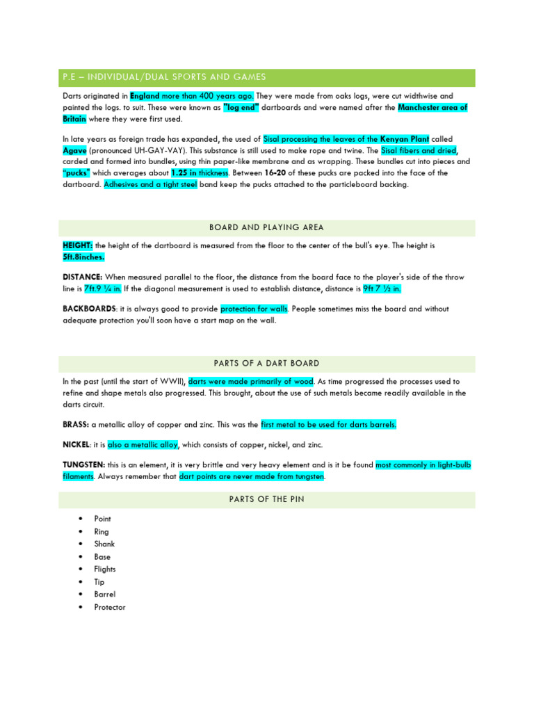 P.E Darts | PDF