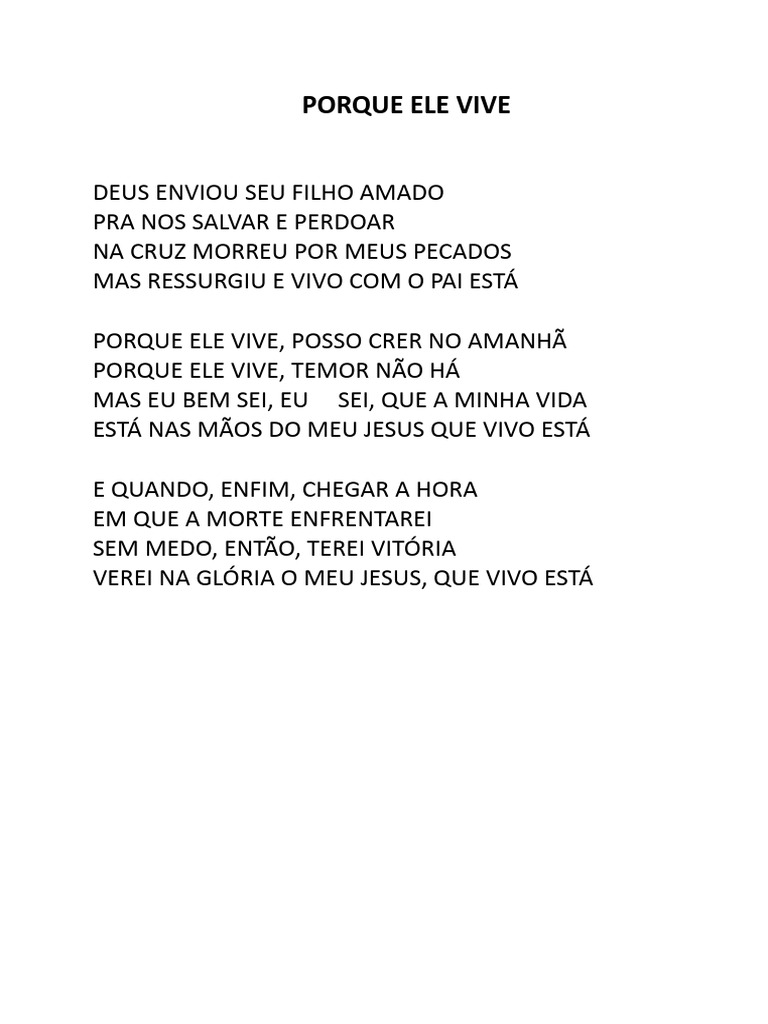 Porque Ele Vive - LETRA | PDF