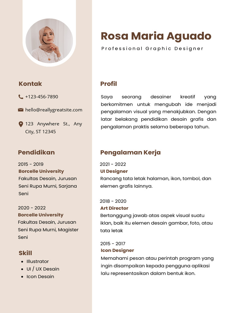 Krem Profesional Minimalis CV Resume Template | PDF