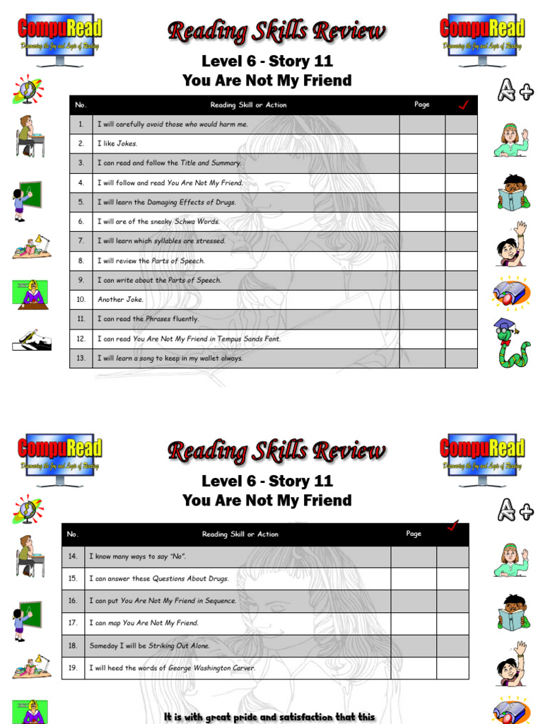 Reading Skills Review: You Are Not My Friend | PDF