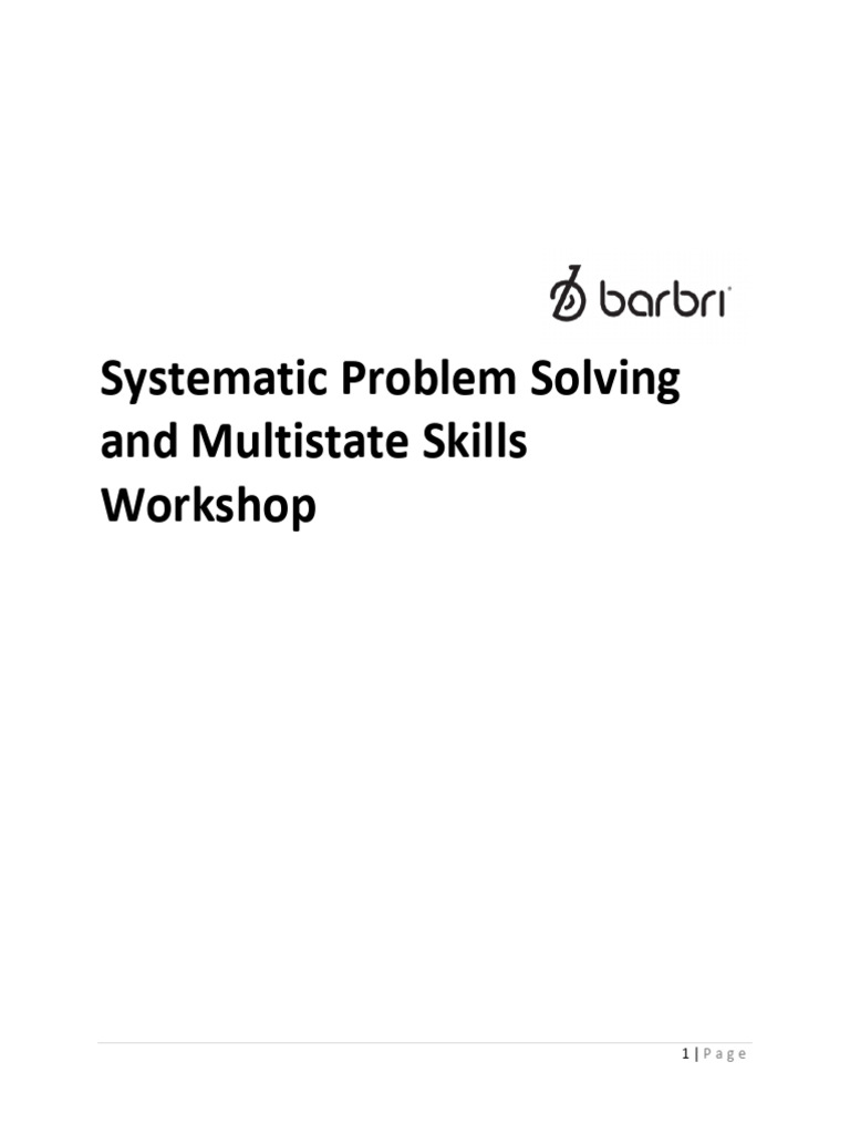 Systematic Problem Solving and Multistate Skills Workshop Handout | PDF ...