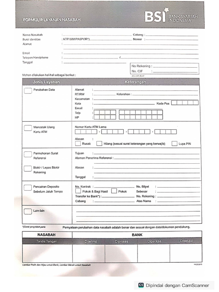 Formulir Layanan Nasabah | PDF