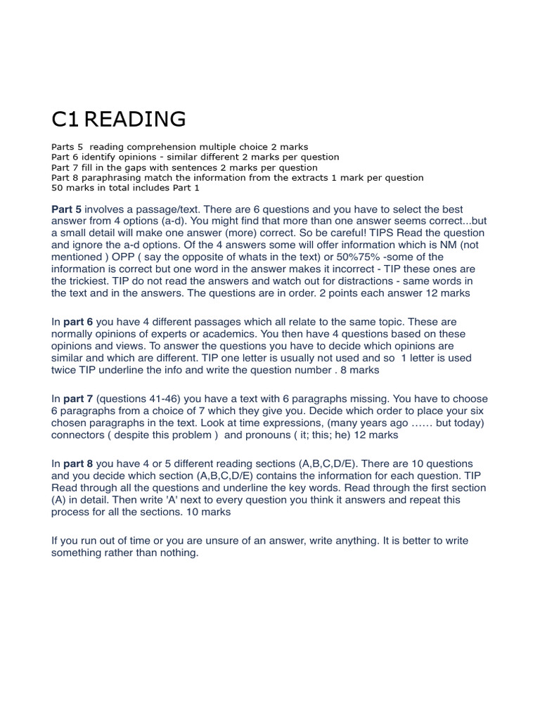 C1 First Reading | PDF