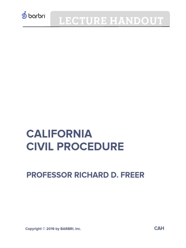 Civil Procedure - California Handout | PDF | Demurrer | Lawsuit