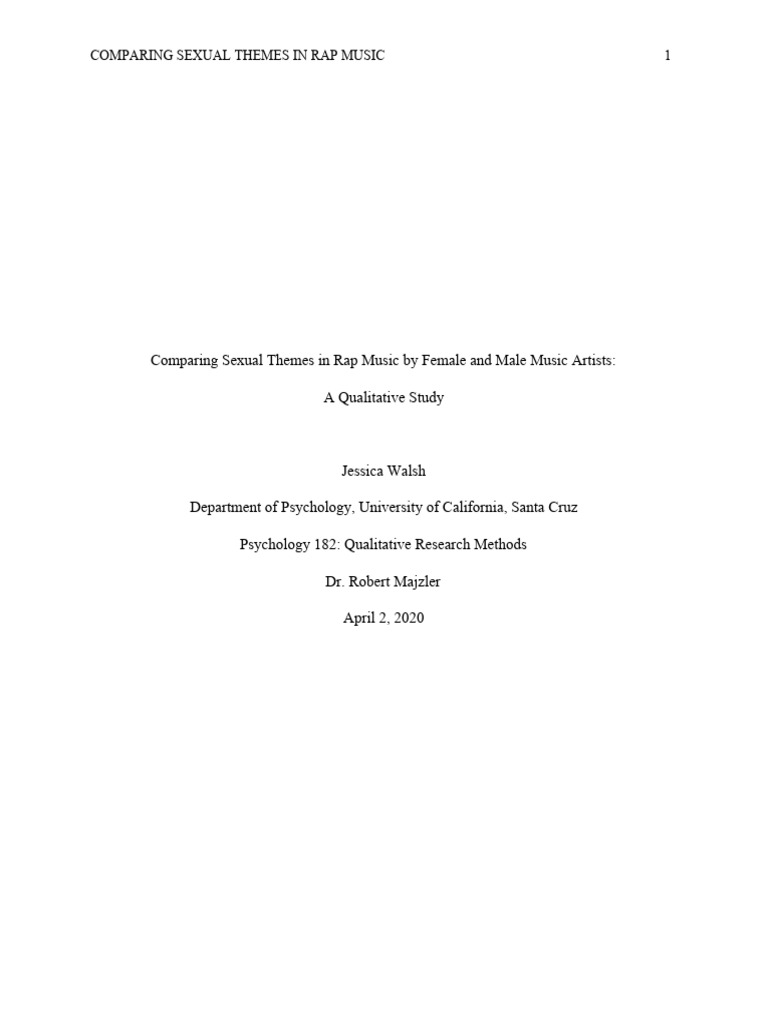 Comparing Sexual Themes in Rap Music by Female and Male Music Artists ...
