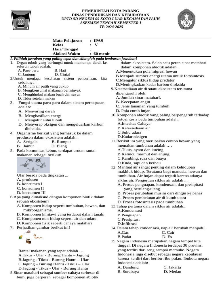 2. Soal Ats Ipas Kelas v (Perbaikan) | PDF