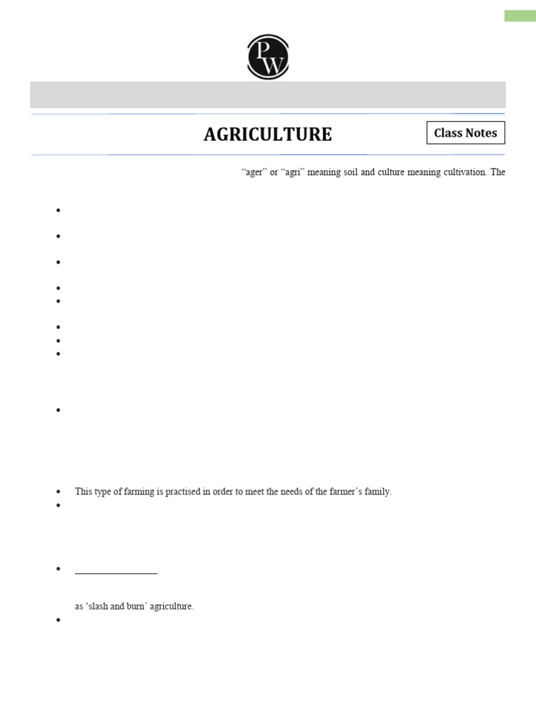 Agriculture - Short Notes | PDF | Agriculture | Intensive Farming