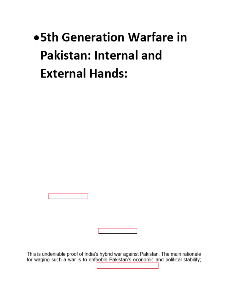 5th Generation Warfare Threats to Pakistan | PDF | Pakistan ...
