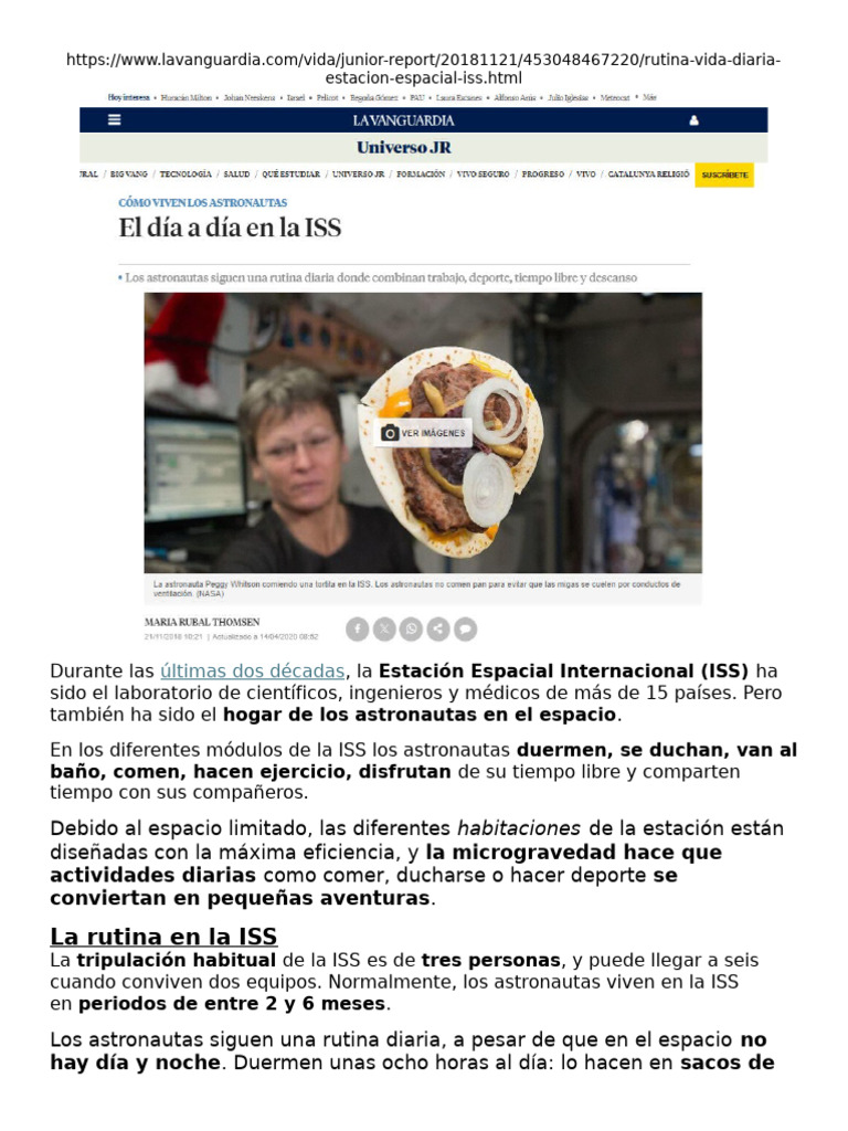 Astronaut Daily Routine | PDF | Estación Espacial Internacional ...