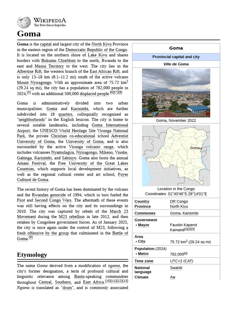 Goma | PDF | Democratic Republic Of The Congo