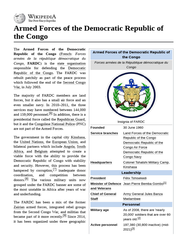 Overview of Congo's Armed Forces | PDF | Military | Democratic Republic ...
