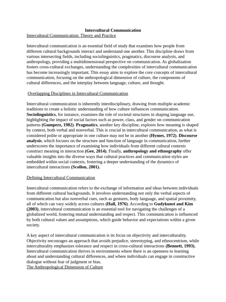 Essay of Intercultural Communication | PDF | Cross Cultural ...